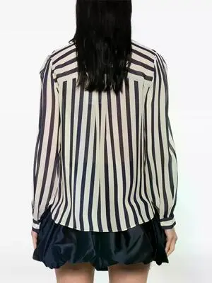 SELF-PORTRAIT Striped Tie Neck Blouse
