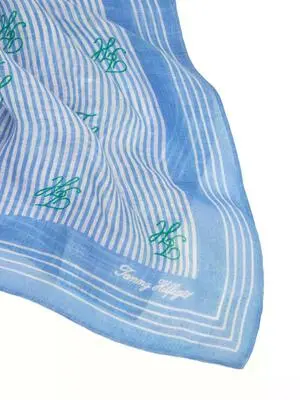 Tommy Hilfiger Striped Logo-print Scarf - Blue