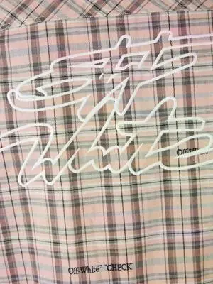 Off-White Check Button Shirt - Pink
