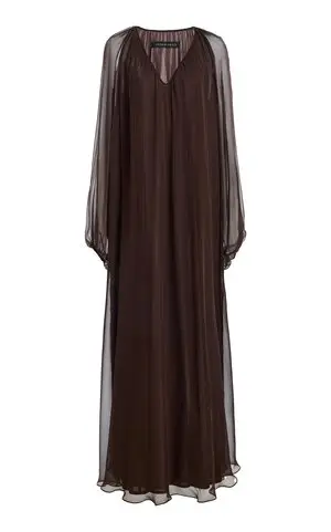 SEV Voile Maxi Caftan Dress - Brown
