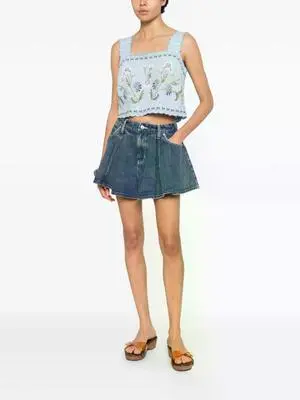 Sea Audra Floral-embroidered Crop Top