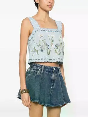 Sea Audra Floral-embroidered Crop Top