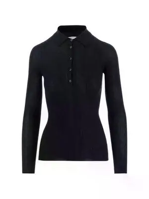 SA SU PHI Knitted Polo Top - Black