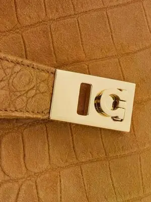 FERRAGAMO Medium Hug Suede Shoulder Bag - Brown