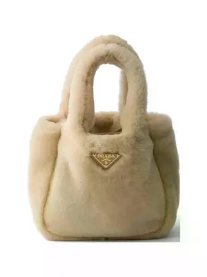 Prada Shearling Mini Handbag - Neutrals