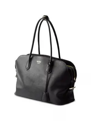Prada Large Leather Tote Bag - Black