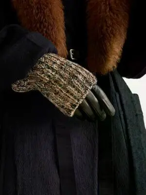 Prada Nappa Leather And Mélange Knit Gloves - Black