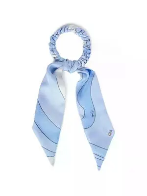 Emilio Pucci Silk Hair Tie With Foulard-detail - Blue