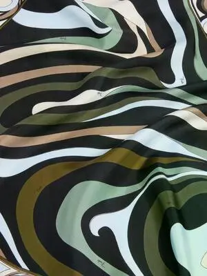 Emilio Pucci Marmo-print Silk Triangle Scarf - Black