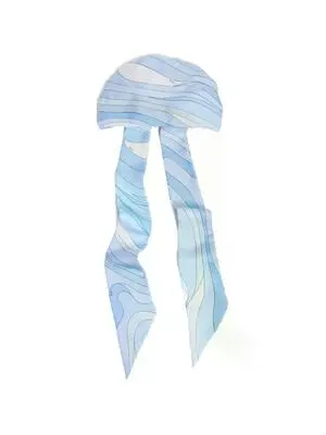 Emilio Pucci Marmo-print Silk Bandana Cap - Blue
