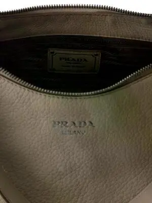 Prada Aimée Large Leather Shoulder Bag - Grey