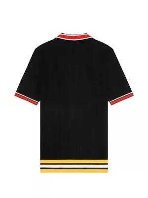 ENTIRE STUDIOS Striped Ribbed Polo Shirt - Black