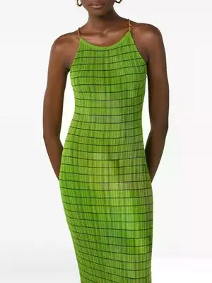 Elisabetta Franchi Striped Knit Dress With Chain Straps