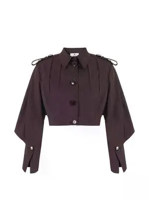 Elisabetta Franchi Technical Cotton Cropped Jacket With Cape Sleeves