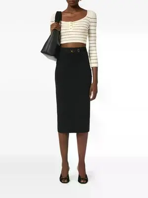 Elisabetta Franchi Striped Cotton Ribbed Cropped Top