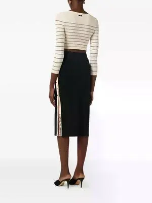 Elisabetta Franchi Striped Cotton Ribbed Cropped Top