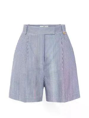 Elisabetta Franchi Striped Stretch Cotton Shorts - Blue