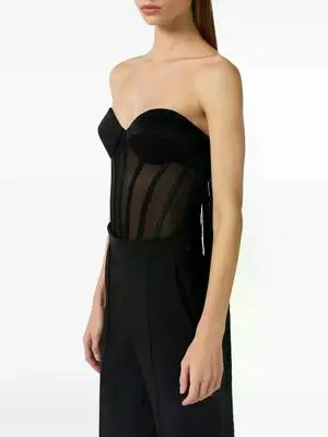 Elisabetta Franchi Tulle Fringe Bustier Top