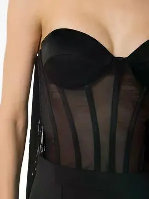 Elisabetta Franchi Tulle Fringe Bustier Top