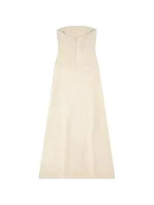 FORTELA Floral-embroidered Strapless Dress - Neutrals