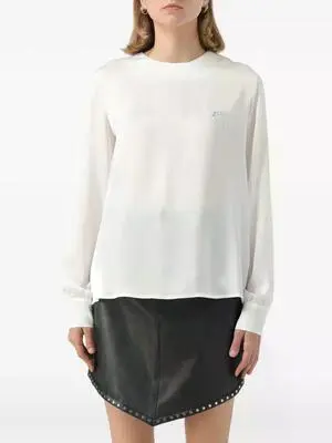 GAËLLE PARIS Brooch Embellished Satin Shirt