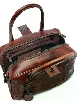 GOLDEN GOOSE Vita Floral Leather Tote - Brown
