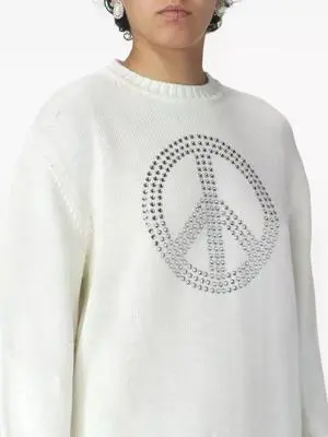 Moschino Embellished Peace Dress - Neutrals