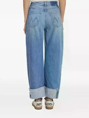 MOTHER The Half-pipe Ankle Cuff Fray Cotton Jeans - Blue