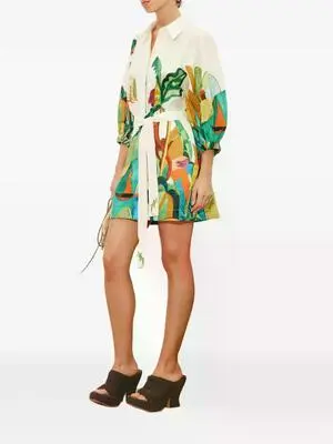 ALEMAIS Mokshini Puff-sleeve Mini Dress - Neutrals