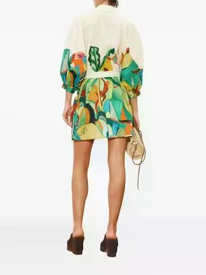 ALEMAIS Mokshini Puff-sleeve Mini Dress - Neutrals