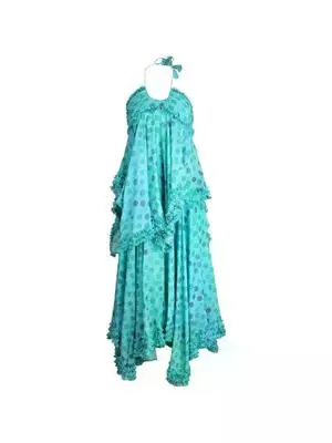 Alexis Sidi Ruffled Polka Dot Midi Dress - Blue