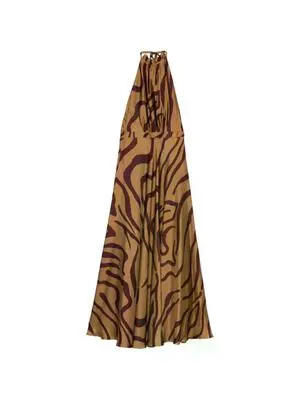 Raquel Diniz Zebra Print Halterneck Dress - Neutrals