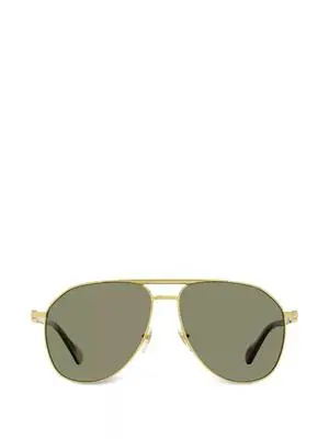 Gucci Interlocking-logo Pilot-frame Sunglasses - Gold