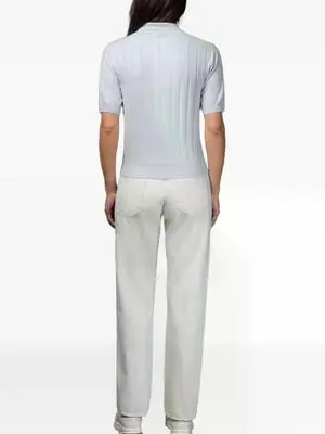 MOORER Ribbed Knit Polo Shirt