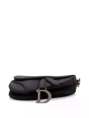 Dior Saddle Handbag Velvet With Crystals Mini - Black