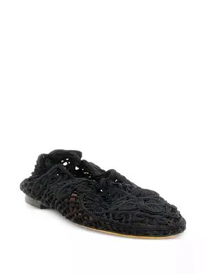 ODISSI Iris Crochet-knit Ballet Flats - Black