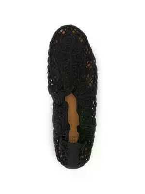 ODISSI Iris Crochet-knit Ballet Flats - Black