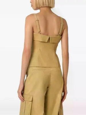 TOCCIN Jayden Front-zip Cotton Top - Neutrals