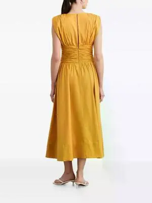 TOCCIN Evangeline Ruched Midi Dress - Yellow