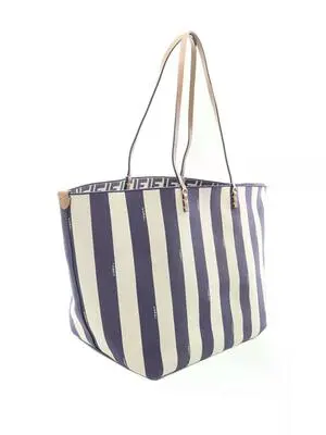 Fendi 2000-2010 Large Zucca Canvas Striped Reversible Roll Tote Bag