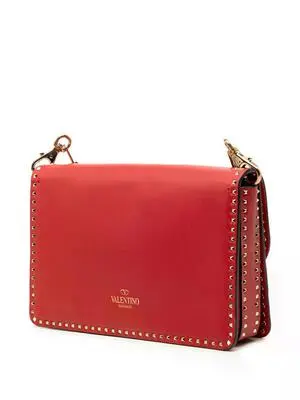 Valentino Garavani 2000-2017 Leather Rockstud Chain Crossbody Bag - Red
