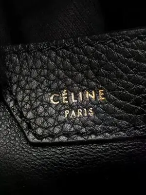 Celine 2010-2026 Grained Leather Asymmetrical Duffle Bag Satchel - Black