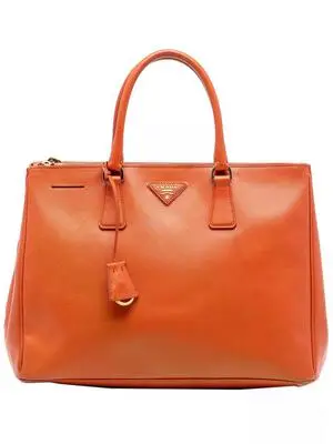 Prada Medium Saffiano Lux Galleria Double Zip Satchel - Orange