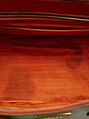 Prada Medium Saffiano Lux Galleria Double Zip Satchel - Orange