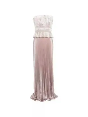 L'IDEE Masquerade Pleated Peplum Gown - Pink