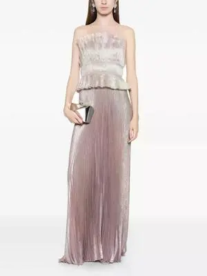 L'IDEE Masquerade Pleated Peplum Gown - Pink