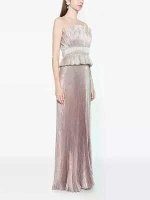 L'IDEE Masquerade Pleated Peplum Gown - Pink