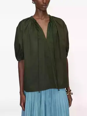 JOSEPH Nador Ruffled V-neck Top - Green