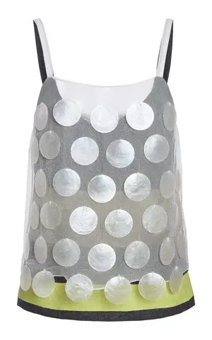 Marni Polka Dot Embellished Top - Silver