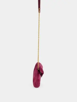 Saint Laurent Cassandre Small Suede Chain Pouch - Pink